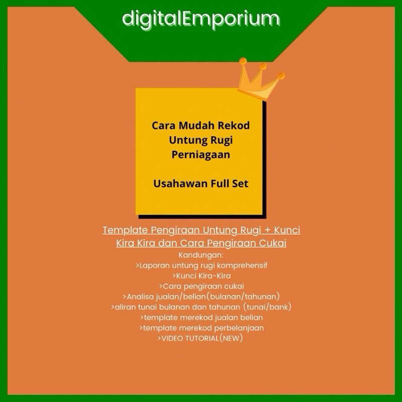 Template pengiraan untung rugi + Kunci Kira-Kira + Bonus| Akaun Untung ...