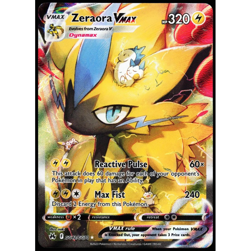 Zeraora VMAX - GG42/GG70 - Ultra Rare Crown Zenith Singles | Shopee ...
