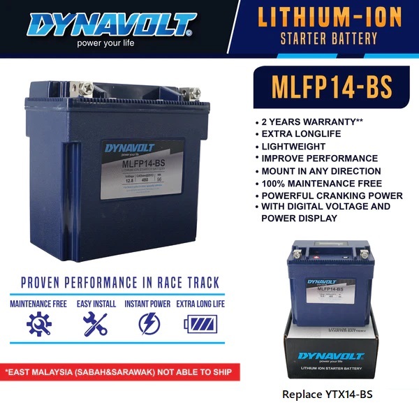 Dynavolt MLFP14-BS Lithium Ion Battery ( YTX14-BS ) | Shopee Malaysia