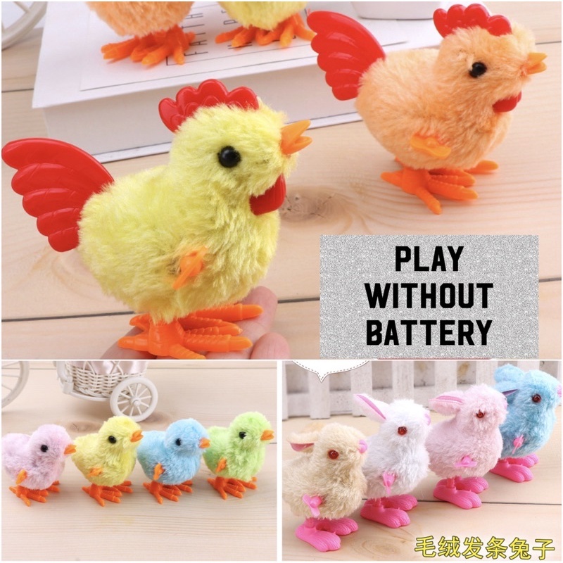 Classic Plush Wind Up Chicken rabbit Kids Educational Toy Clockwork ...