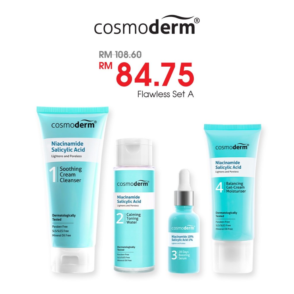 Cosmoderm Niacinamide Salicylic acid Flawless set A | Shopee Malaysia