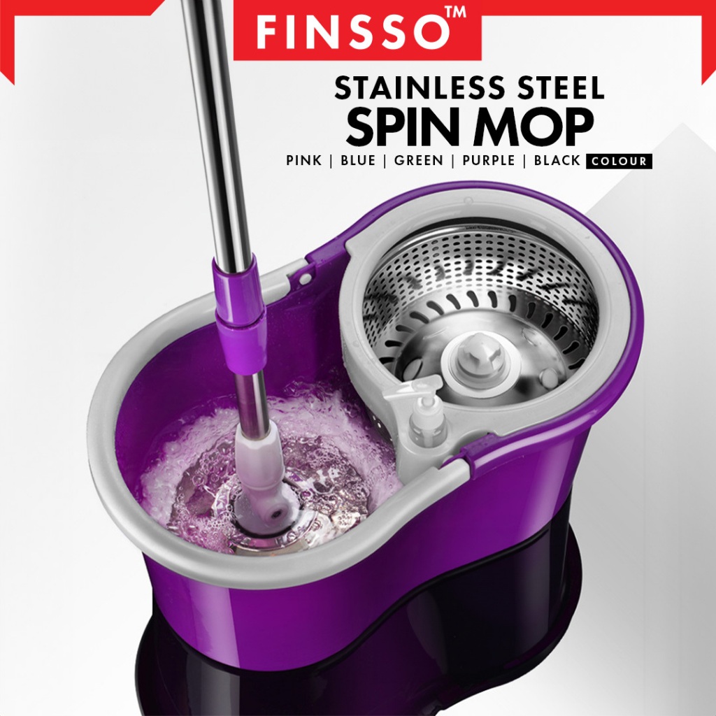 Stainless Steel Spin Mop with Basket & Wheels Multiple Color Choice ...