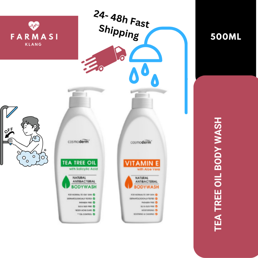 COSMODERM Antibacterial Vitamin E Body Wash/ TEA TREE OIL 500ml ...