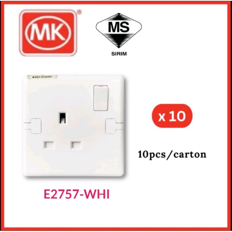 MK ECORE SERIES 13A SWITCH SOCKET OUTLET WITH SIRIM (10PCS) | Shopee ...