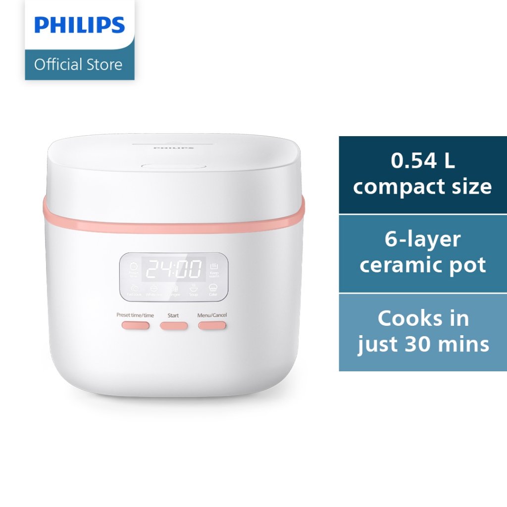 Philips 3000 Series Mini Rice Cooker - White (0.54L) HD3064/62/HD3064 ...
