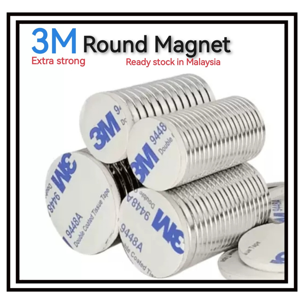 Ready Stock 1 Pc Round Power Magnet With 3m Double Sided Tape 2mm ...