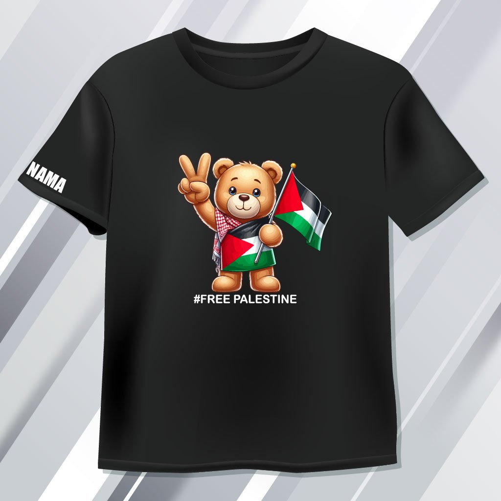 FREE ADD NICKNAME TEDDY BEAR PALESTINE TSHIRT / UNISEX TEE 100% COTTON ...