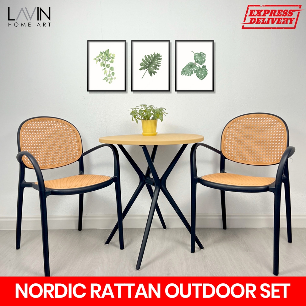 Nordic Rattan Outdoor Set / Coffee Table Set / Set Meja santai / Set ...