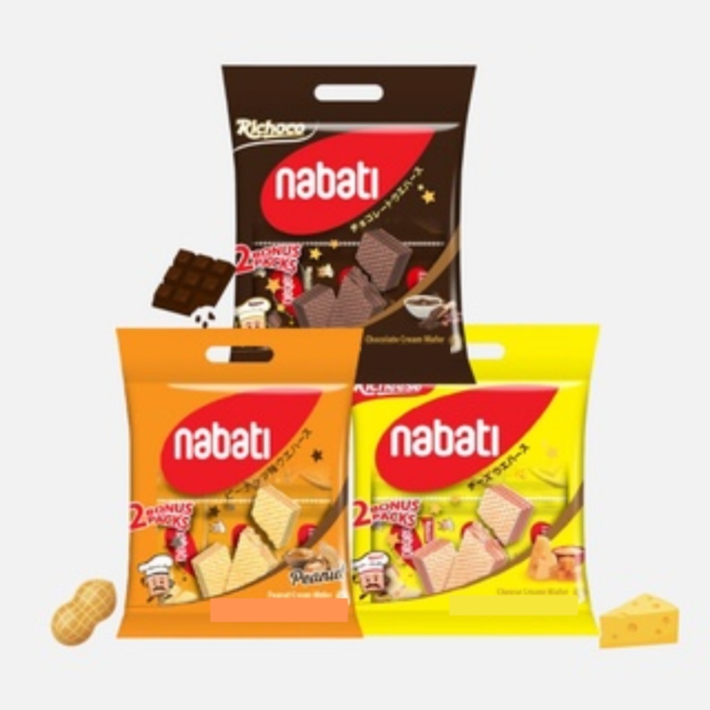 [18PCS] NABATI WAFER CREAM SANDWICH 360G (CHEESE / CHOCOLATE / PEANUT / GOGUMA / STRAWBERRY ...