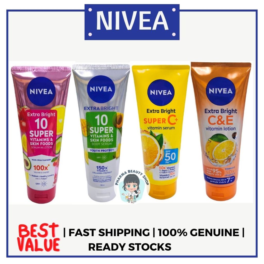 NIVEA Body Extra Bright Range 180ml/320ml (C&E/ Super C+/ Youth Protect ...