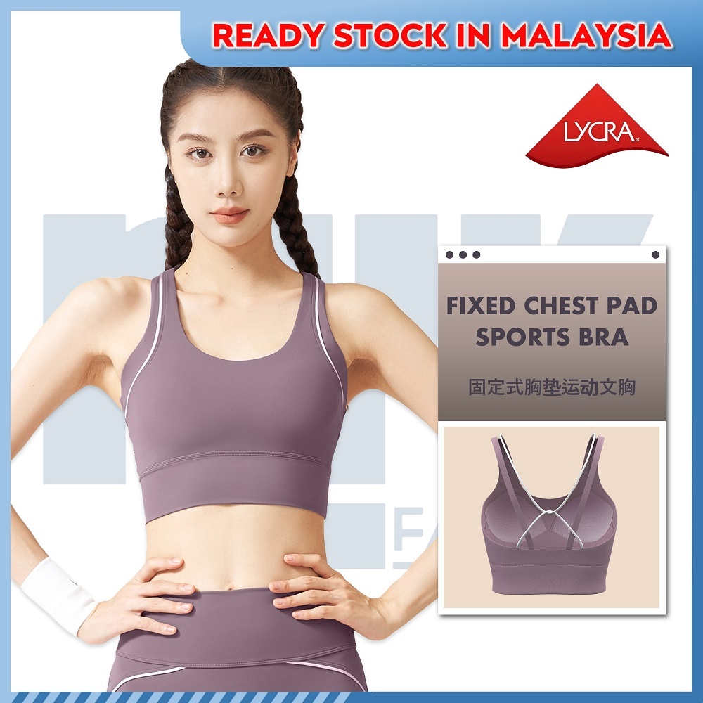 LYCRA Women Contrast Trim Cross Thin Strap Sports Bra for Pilates ...