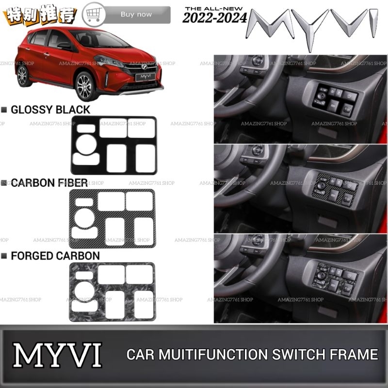 AMAZING PERODUA MYVI FL 2021-2024 CAR MULTIFUNCTION SWITCH FRAME COVER ...