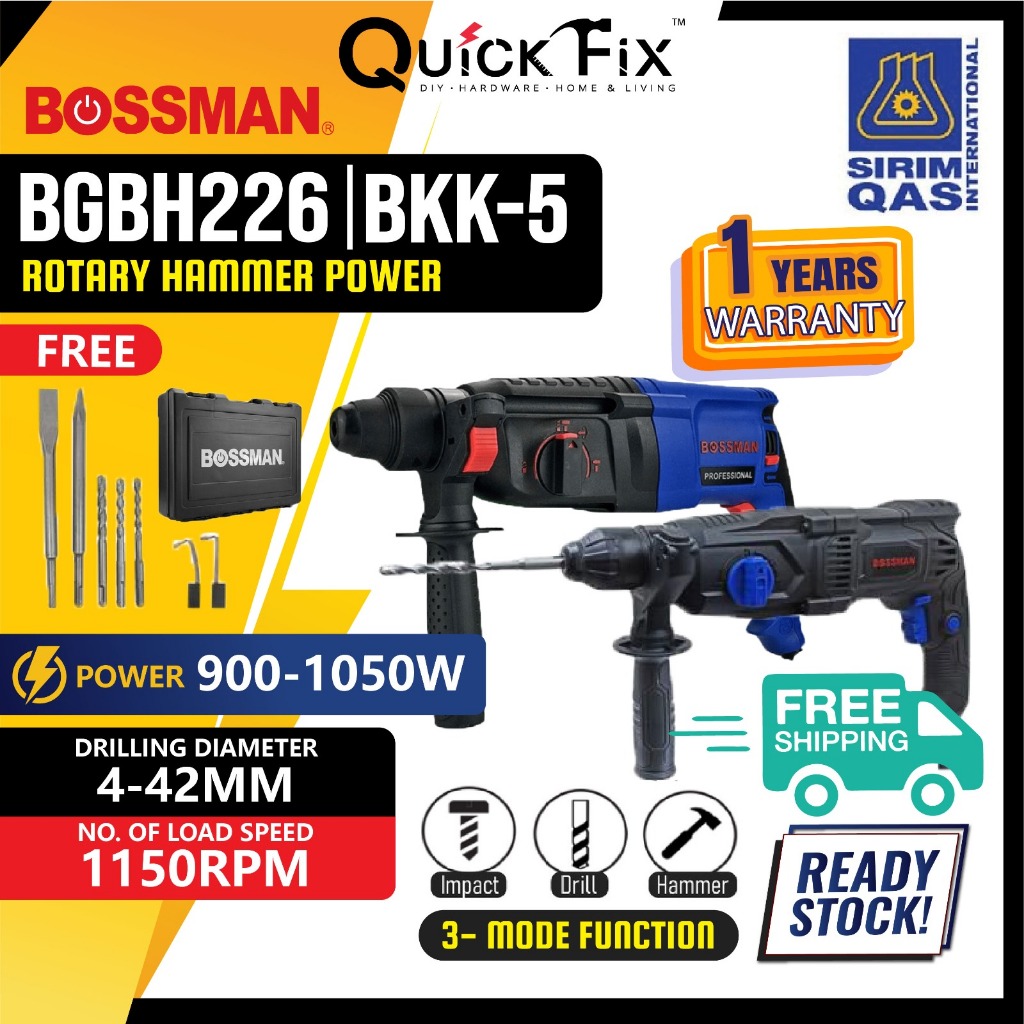 QuickFix [NEW] BOSSMAN Rotary Hammer Power Impact Drill BGBH 226 Gerudi ...
