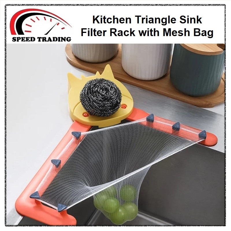 [Ready Stock] Kitchen Triangle Sink Filter Rack with Mesh Net 50pcs ...