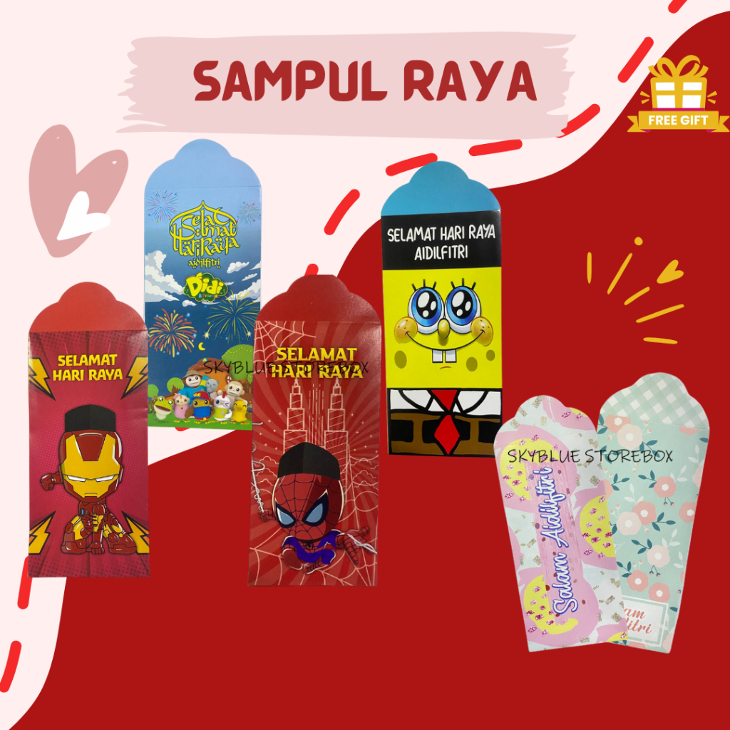 10pcs/Pkt Sampul Duit Raya Aidilfitri Kartun Angpau Packet Money Packet ...