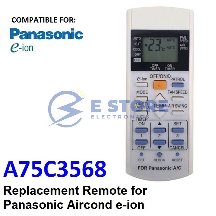 Replacement Remote Control for Panasonic Aircond E-ion Air Conditioner ...