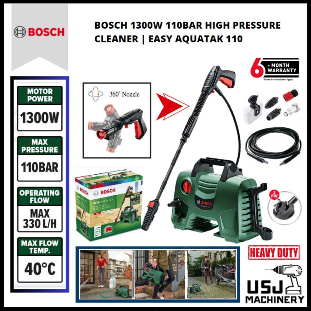 BOSCH 1300W 110 BAR High Pressure Cleaners EASY AQUATAK 110 - Original ...