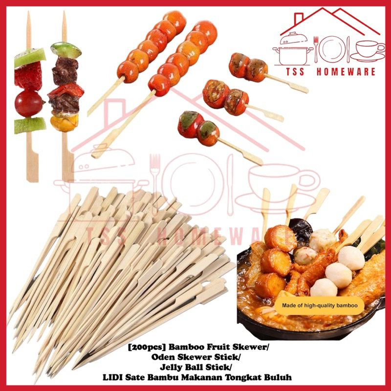 🇲🇾[200pcs] Bamboo Fruit Skewer/ Oden Skewer Stick/ Jelly Ball Stick ...