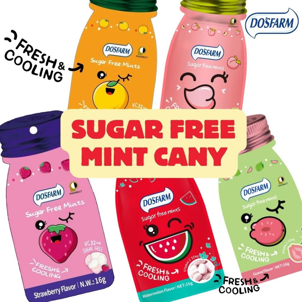 [Ready Stock] Halal Dosfarm Sugar Free Mint Candy (Strawberry/Orange ...