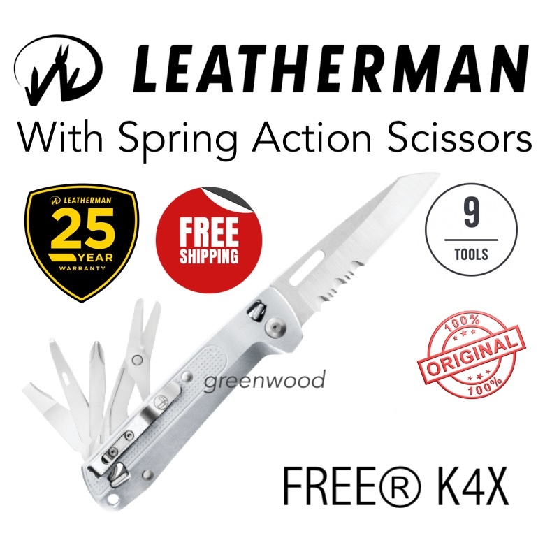 LEATHERMAN Free K4X 9 Tools (EDC, Multi-tools, Blade, Scissors, Pry Tool, Opener, Awl ...