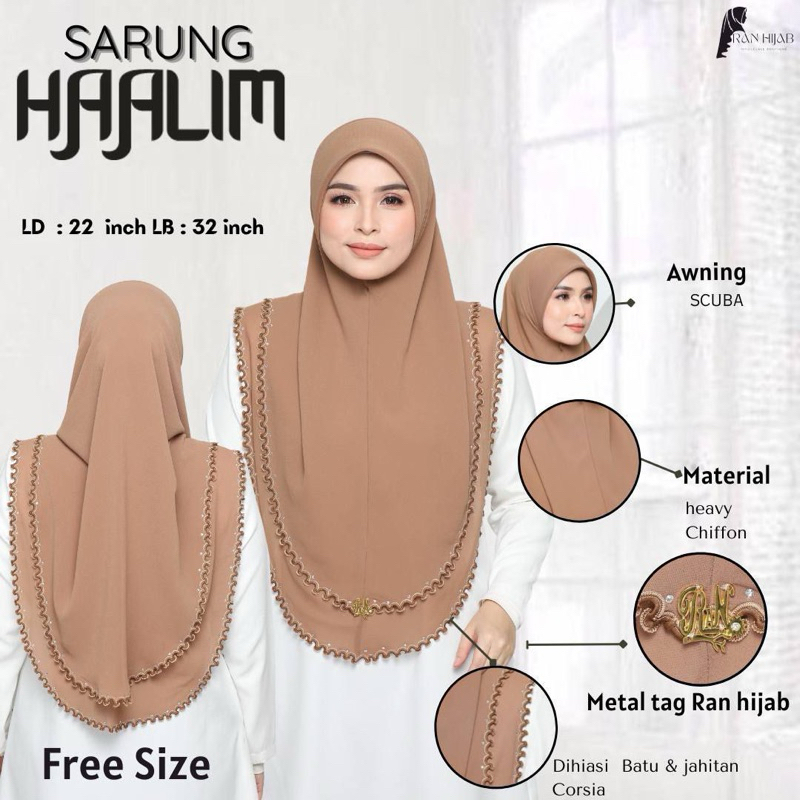 Tudung Sarung Sulam Crosia | HAALIM | Awning Scuba Heavy Chiffon Metal ...