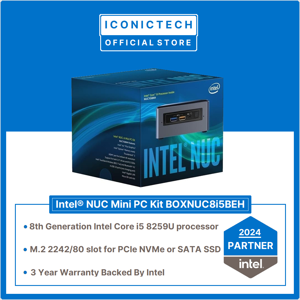 Intel NUC i5 NUC8i5BEH Mini PC Kit, i5 8259U Processor, 2.30GHz, DDR4 Supported, 2.5″ HDD/SSD ...