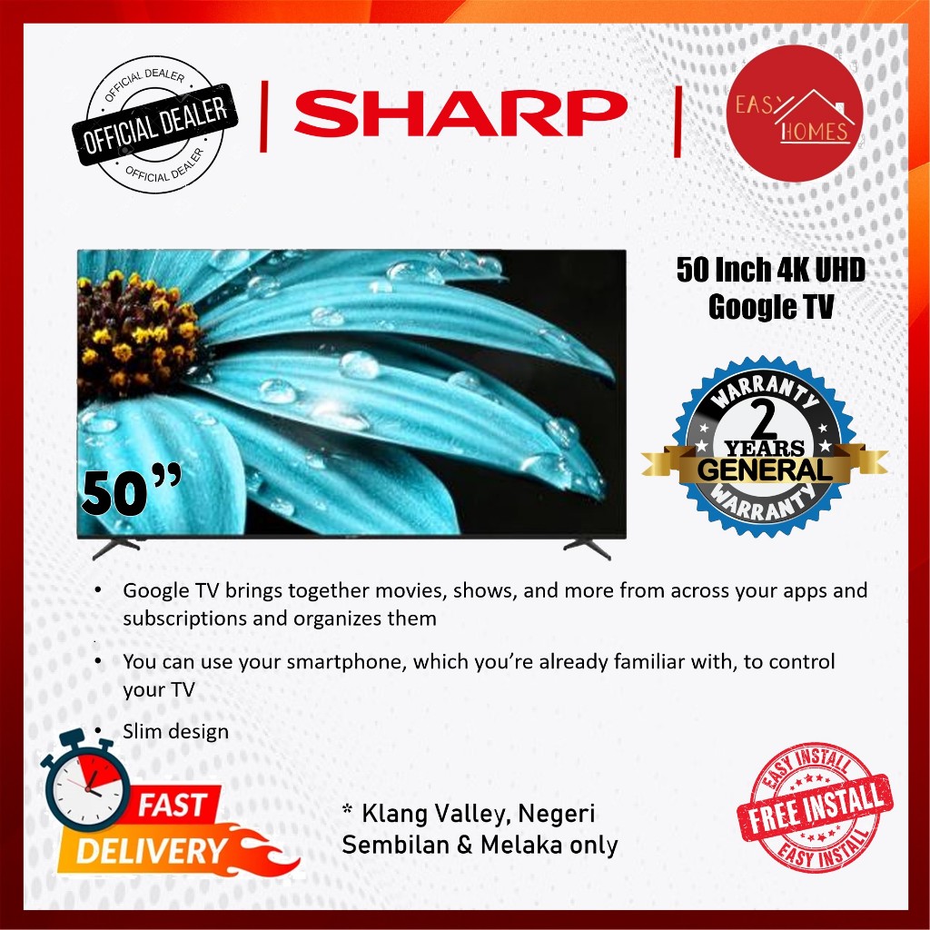 SHARP 50 INCH 4K UHD GOOGLE TV 4TC50FJ1X | Shopee Malaysia
