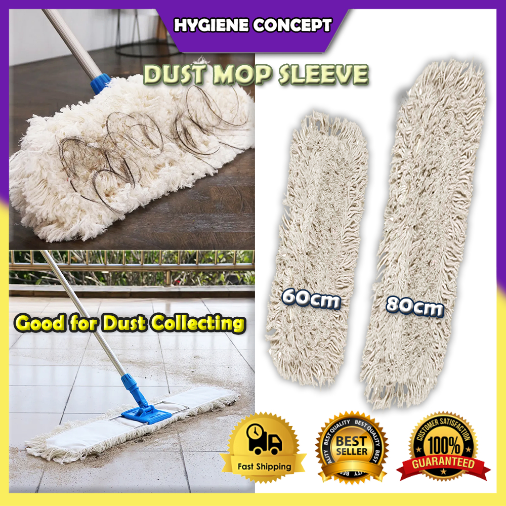 Dust Mop Sleeve 60cm 80cm / Cotton Dust Mop Refill / Flat Mop / Cleaning Floor Mop / Mop Lantai ...