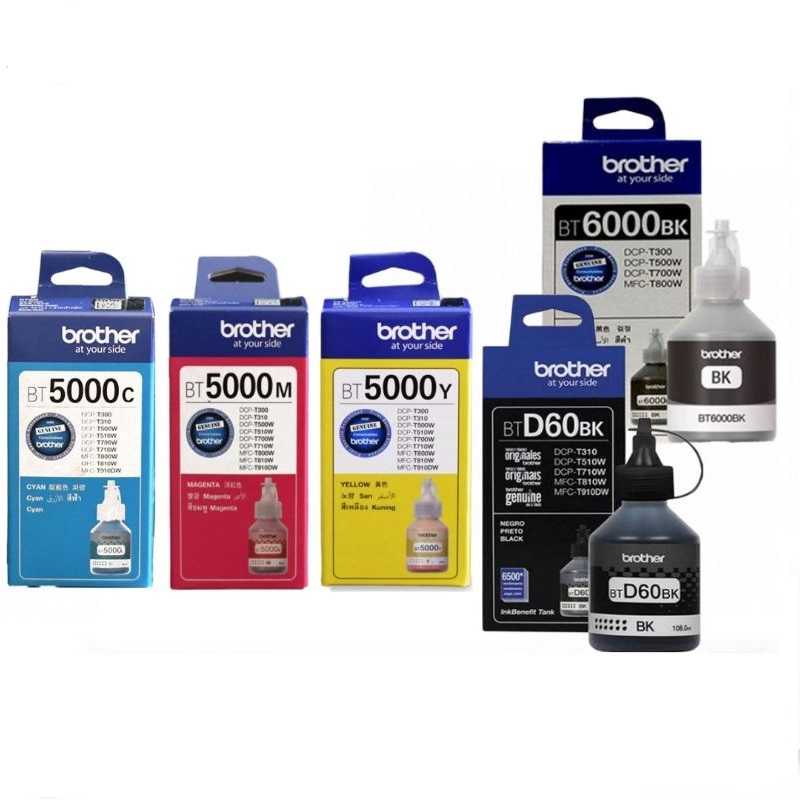 Brother Original BT6000BK BT5000 Black Cyan Magenta Yellow Refill Ink ...