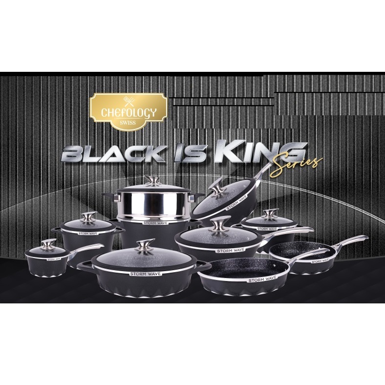 Chefology Swiss Stormwave/Black is King/Pan/ Wok/Saucepan /Stockpot or ...