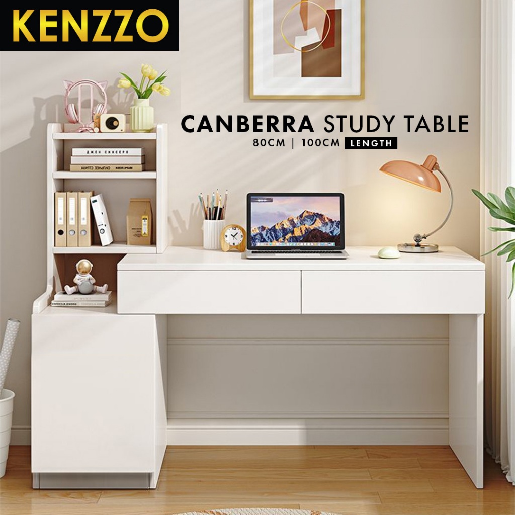 KENZZO : Canberra Student Study Table With Book Shelf Table With Drawer ...