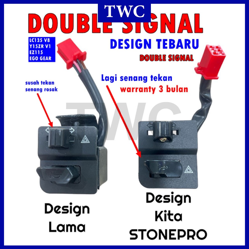 TWC LC135 V8 FI Y15 V1 EZ115 LCV8 DOUBLE SIGNAL LH SWITCH ASSY KIRI ...