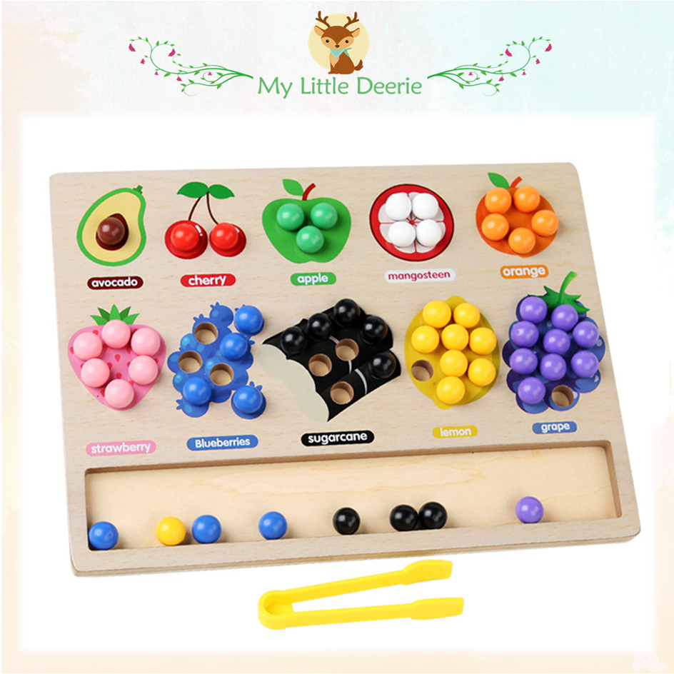 Wooden Colour Sorting Beads (Fruits) Children Kids Fine Motor ...