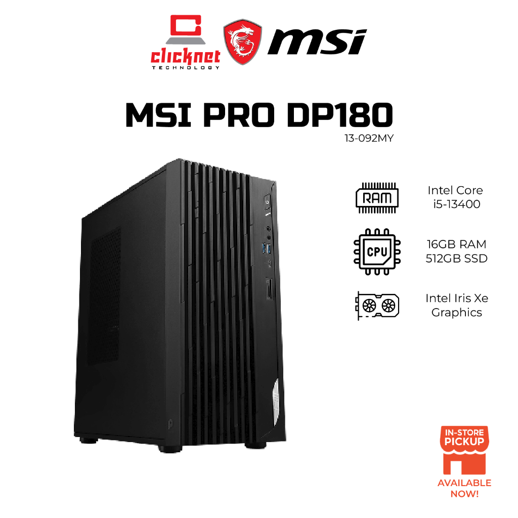 MSI PRO DP180 13-092MY DESKTOP (I5-13400 ,8GB RAM ,512GB SSD ,INTER UHD ...