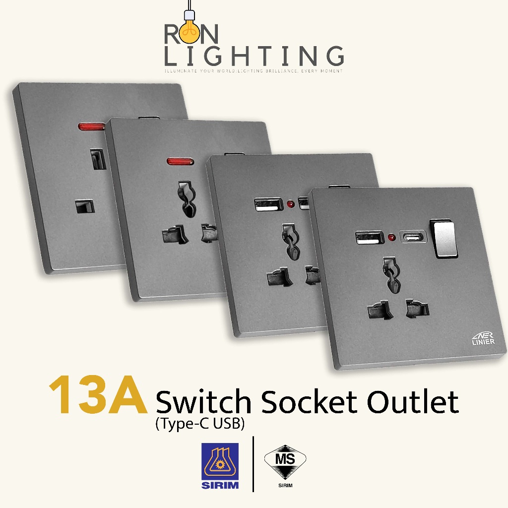 【SIRIM】13A Switch Socket Outlet Power Wall Plug ULTRA SLIM Modern ...