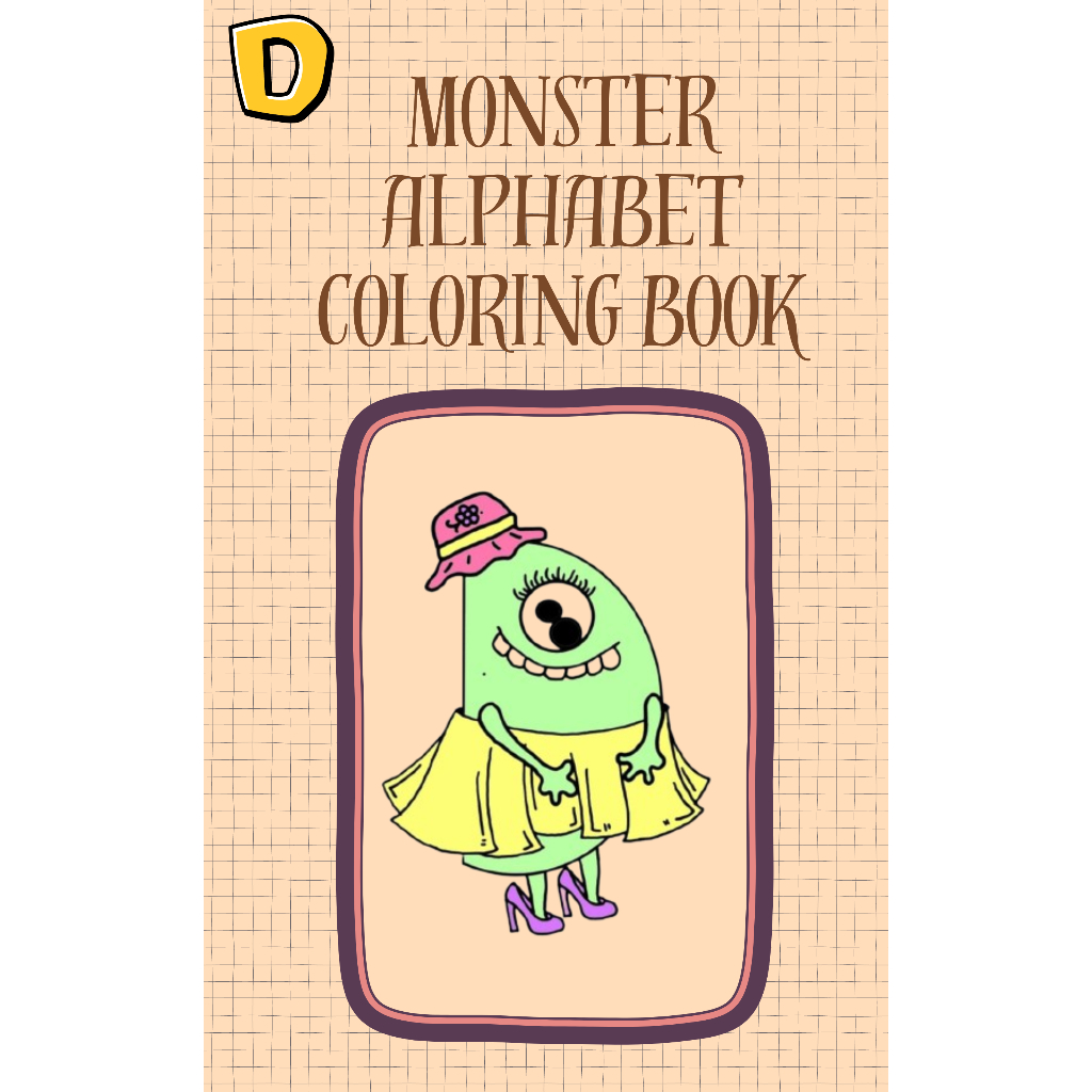 DIGITAL ARTWORK FOR COLORING | ALPHABET MONSTER LETTER DDDDD | Shopee ...