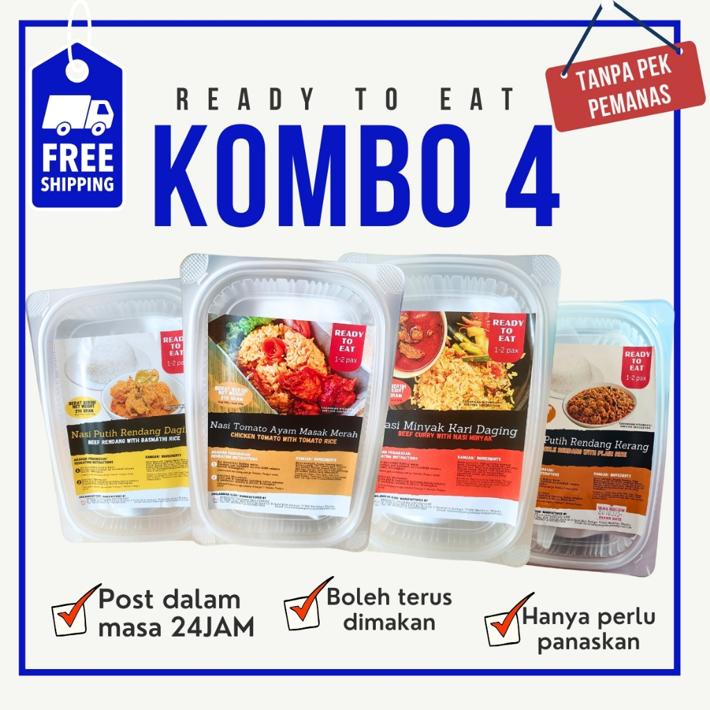 SET KOMBO NASI DAN LAUK SEGERA READY TO EAT TRAVEL PACK MEAL MAKANAN ...