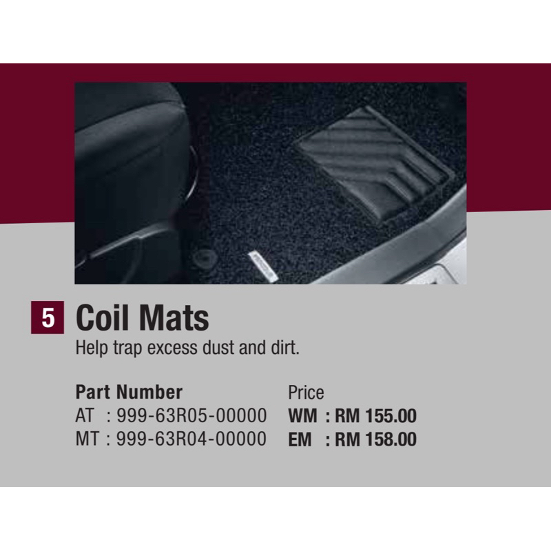 PERODUA Original Gear Up - Coil Mat ( Myvi / Ativa / Bezza / Axia ...