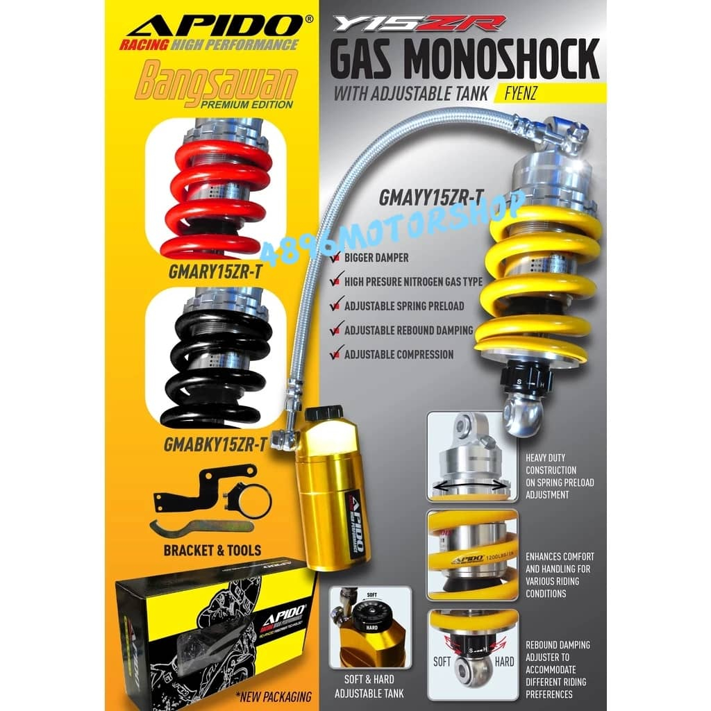SUPRIMO APIDO ADJUSTABLE GAS TANK MONOSHOCK Y15 Y16 LC135 RS150 RSX Y15ZR Y16ZR RS 150 LC 135 ...