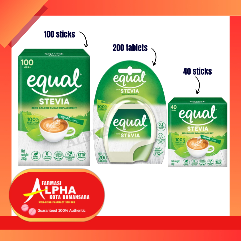 Equal Stevia Sweetener (No Calorie Sweetener - Sweetened With Stevia ...