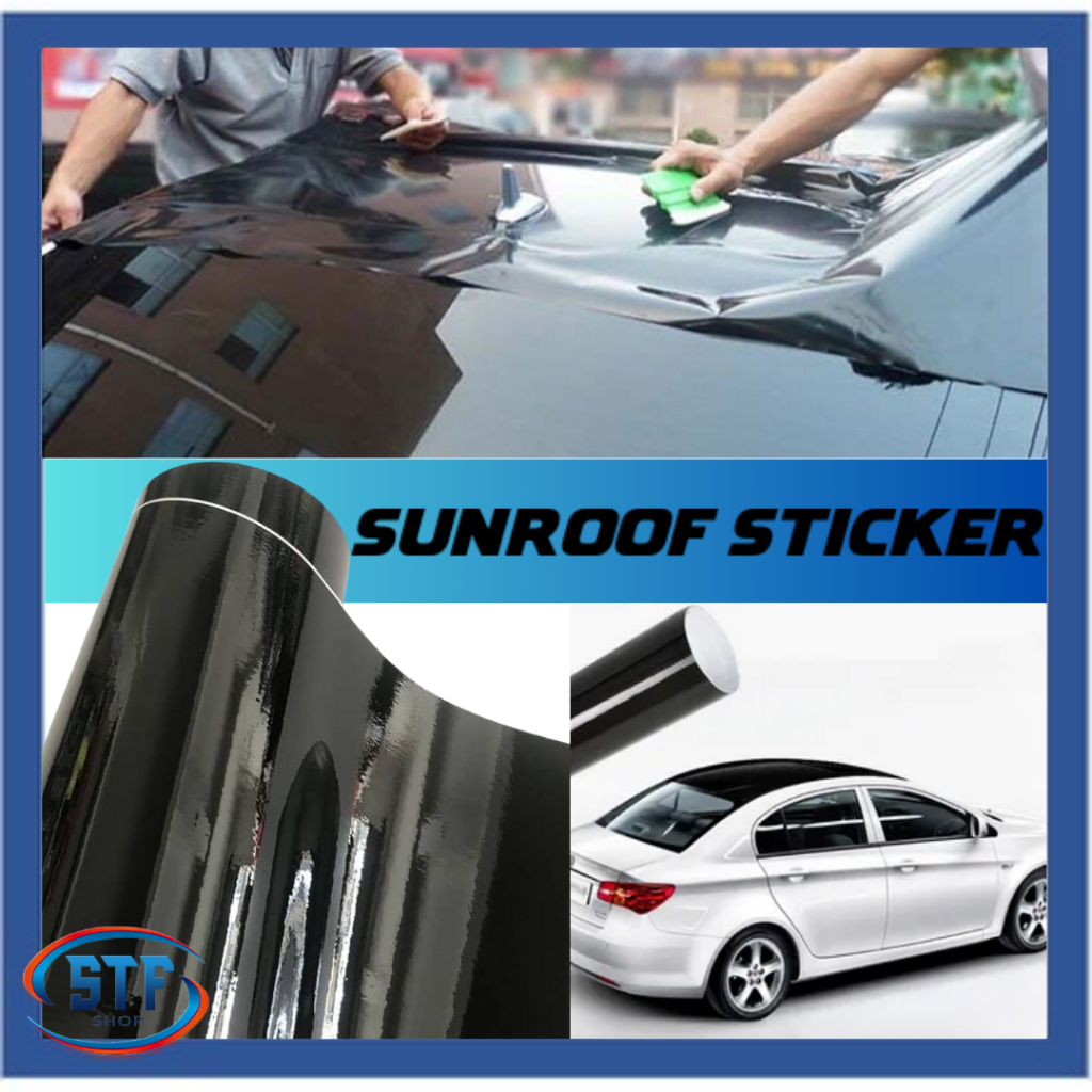 Glossy Black Vinyl Film Sheets Car Sunroof Sticker Wrap For universal ...