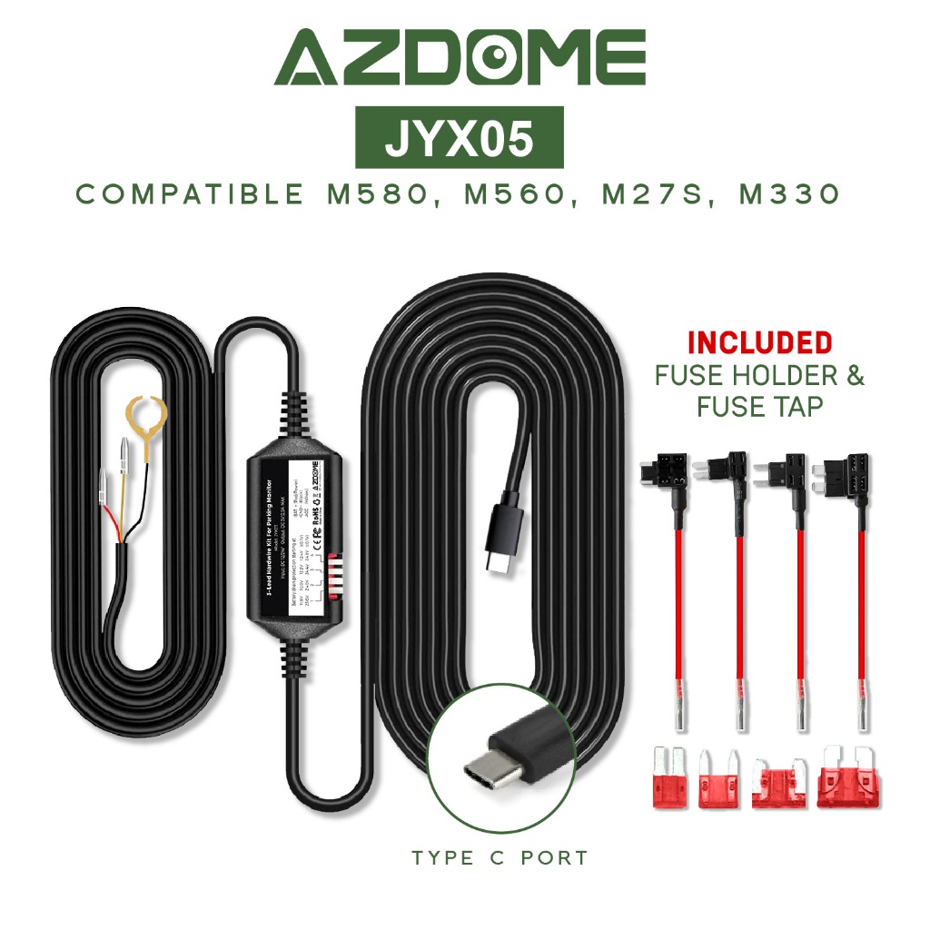 AZDOME Hardwire Kit Mini USB Micro USB Type C for Azdome Dash Cam HM03R ...