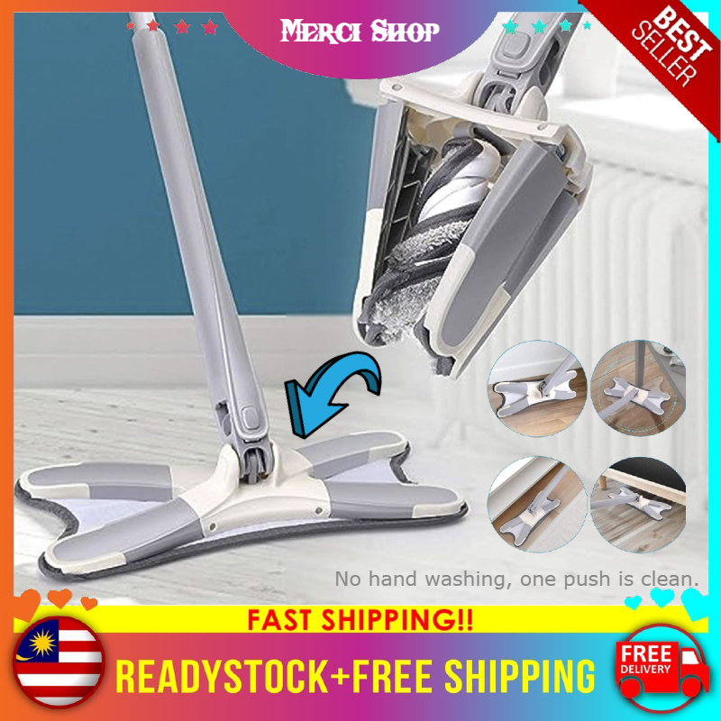 MS X-Type Wet And Dry Mop 360° Rotatable Squeeze Mop for Ceiling Corner ...