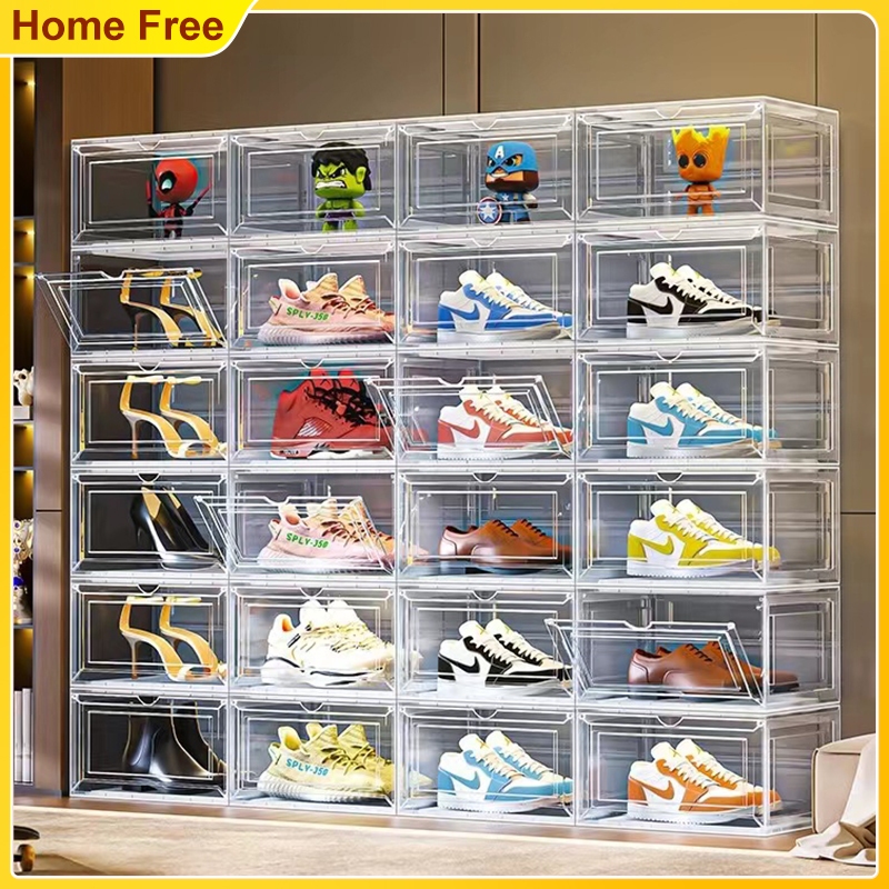 Transparent Shoe Box Superclear/Kotak Kasut/Stackable Shoes Rack/ Shoe ...