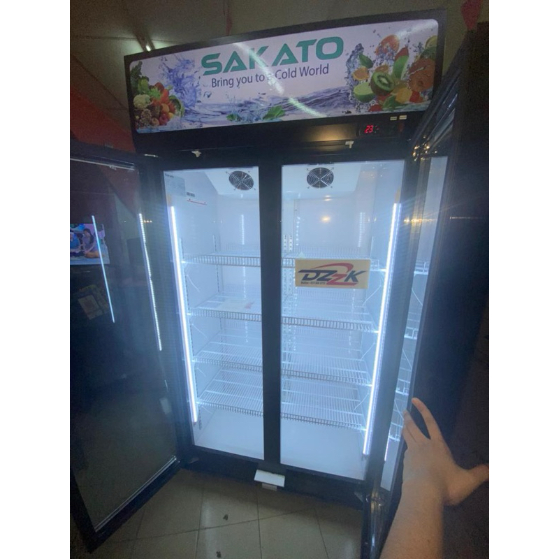 NEW-SAKATO 2 DOORS 800L CHILLER Cake, Sayur, Minuman dan Bunga (Glass ...