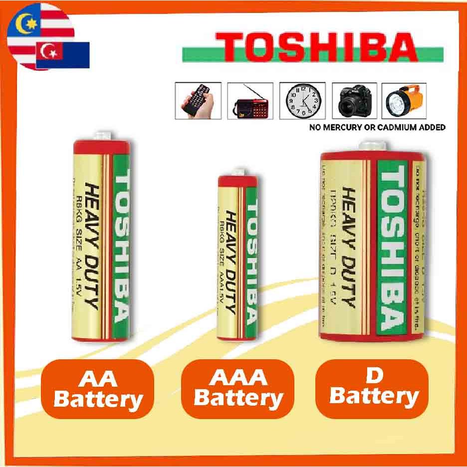 TOSHIBA AAA / AA / D Size Battery Heavy Duty Carbon Zinc Bateri ...