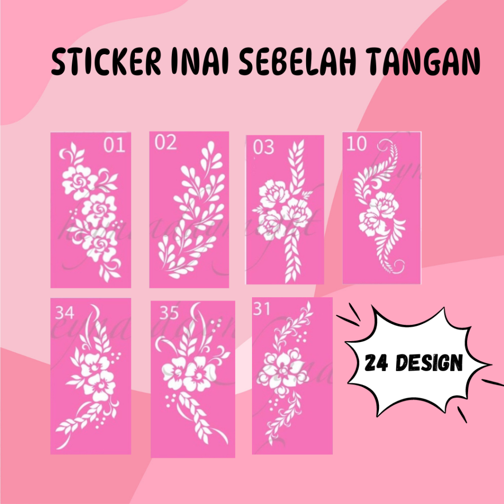 Stiker Inai Raya Sebelah Tangan Enai Tampal Design Lawa Sticker Henna ...