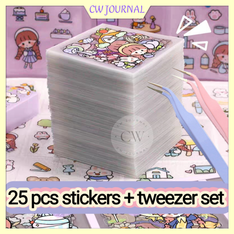 CW Journal Square Cute Stickers free tweezer| Starter Kit Sticker Set ...