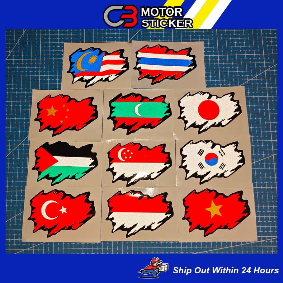 STIKER BENDERA ASIA MALAYSIA THAILAND SINGAPORE PALESTINE STIKER POTONG ...