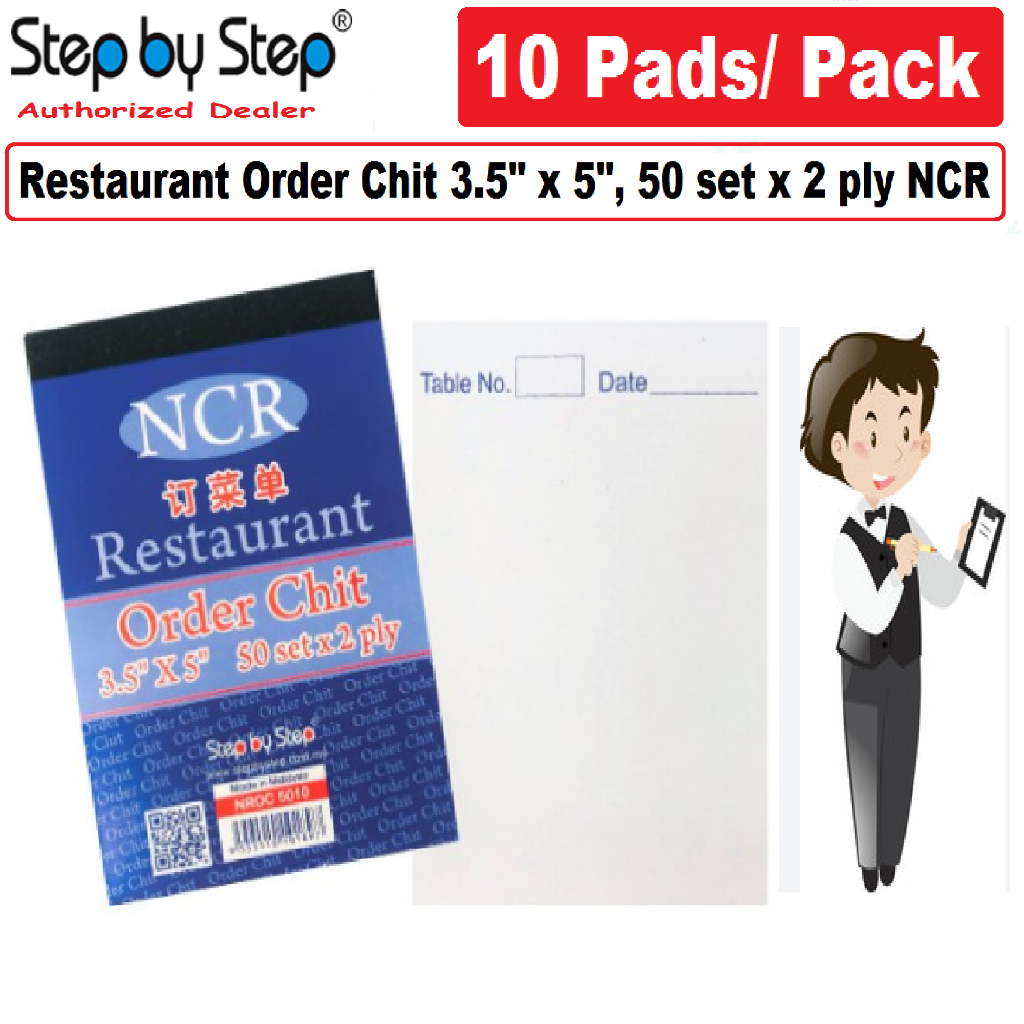 Step By Step SBS Restaurant Order Chits 2ply NCR 3.5" X 5" (50 set x ...
